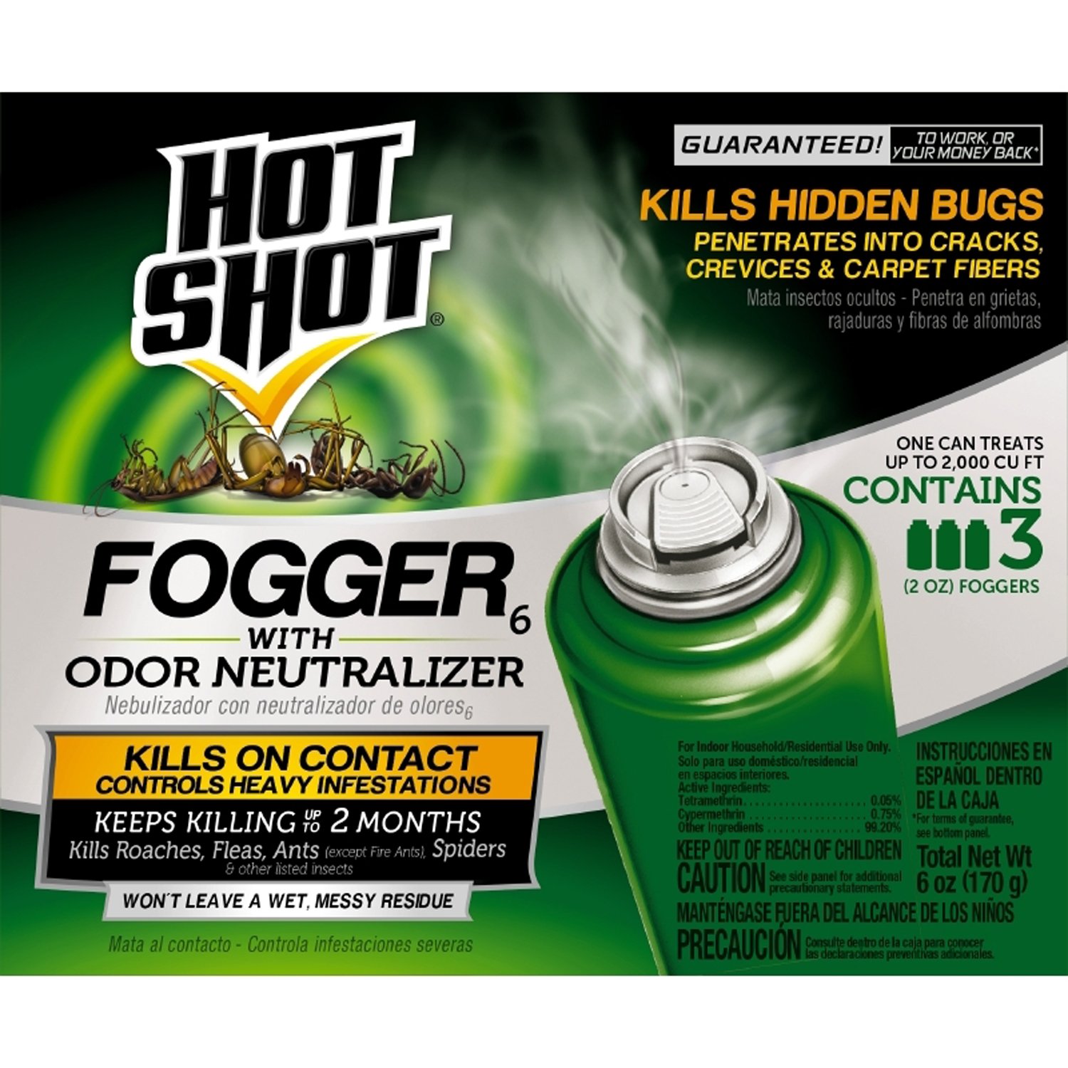 Hot Shot Indoor Fogger With Odor Neutralizer, 2-Ounce, 3 count