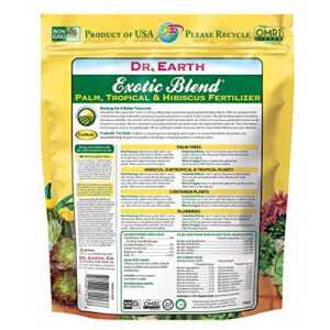 DR EARTH INC 756P Exotic Dr. Earth Exoitc Blend Palm, Tropical & Hibiscus Fertilizer 4lb, Natural