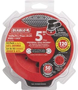 diablo dcd050120h50g 5 in. 120-grit universal hole random orbital sanding disc (50-pack)