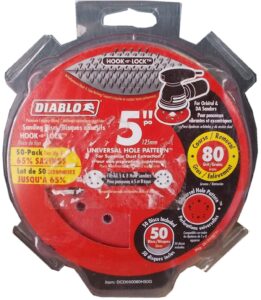 diablo dcd050080h50g 5 in. 80-grit universal hole random orbital sanding disc (50-pack)