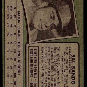 1971 Topps # 285 Sal Bando Oakland Athletics (Baseball Card) EX Athletics