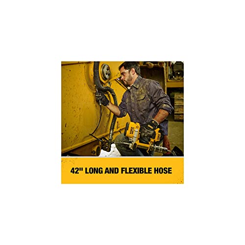 DEWALT 20V MAX Grease Gun Kit, Cordless, 42” Long Hose, 10,000 PSI, Variable Speed Triggers, Battery and Charger Included (DCGG571M1)