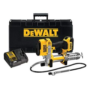 DEWALT 20V MAX Grease Gun Kit, Cordless, 42” Long Hose, 10,000 PSI, Variable Speed Triggers, Battery and Charger Included (DCGG571M1)