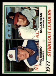 1978 topps # 206 strikeout leaders nolan ryan/phil niekro braves/angels (baseball card) vg braves/angels