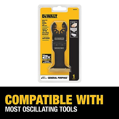 DEWALT Oscillating Tool Blade for Wood with Nails, Wide, Titanium Nitride Coated (DWA4204) , Black