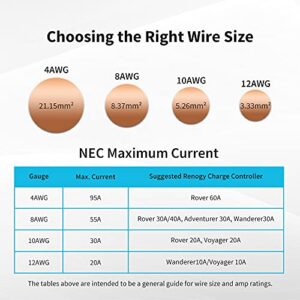 RENOGY 8ft. 10 AWG Wire Copper Tray Cable - Connect Charge Controller and Battery, Black