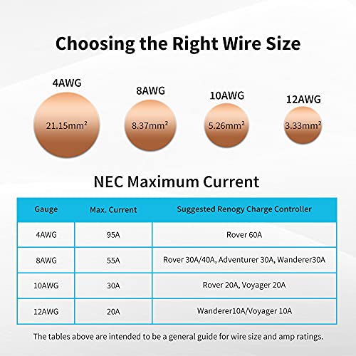 RENOGY 8ft. 10 AWG Wire Copper Tray Cable - Connect Charge Controller and Battery, Black