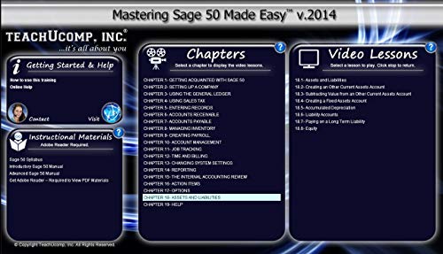 TEACHUCOMP Video Training Tutorial for Sage 50 version 2014 DVD-ROM Course and PDF Manual