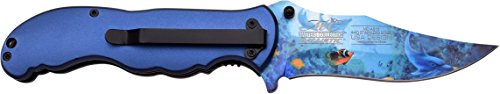 Masters Collection MC-A013BL MC-A013BL Spring Assist Folding Knife with Undersea Printed Blade Mermaid Handle, Copper, 5"