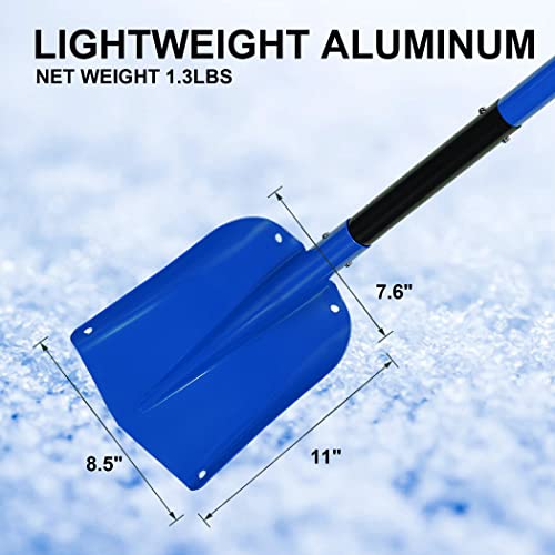 CARTMAN 32.5 Inch Aluminium Sport Shovel, Utility Scalable Camping Shovel, Garden Shovel, Lightweight Snow Shovel for Car Emergency, 3 Piece Collapsible Design, Blue