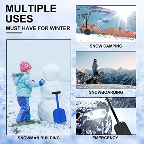 CARTMAN 32.5 Inch Aluminium Sport Shovel, Utility Scalable Camping Shovel, Garden Shovel, Lightweight Snow Shovel for Car Emergency, 3 Piece Collapsible Design, Blue