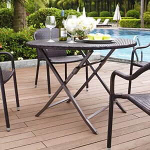 Crosley Furniture CO7205-BR Palm Harbor Outdoor Wicker Folding Table, Brown