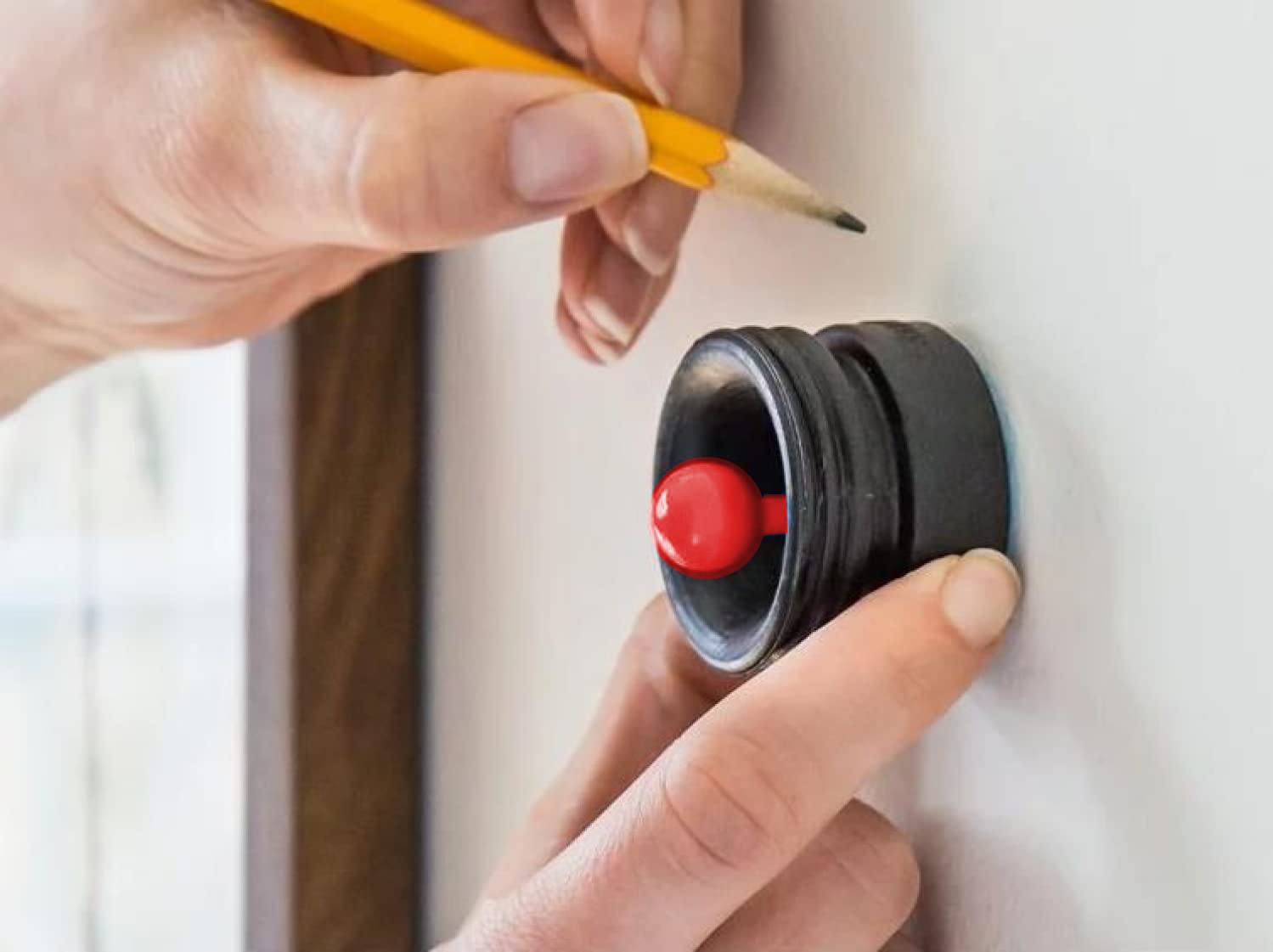 StudPoP"Original" Magnetic Stud Finder.Finds metal fasteners holding the wall board to the studs.Unique 1" diam moving magnet gives both an audible click and a visual movement when fastener is found