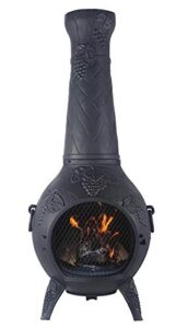 the blue rooster grape cast aluminum chiminea in charcoal