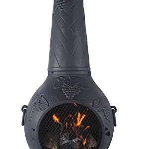 The Blue Rooster Grape Cast Aluminum Chiminea in Charcoal