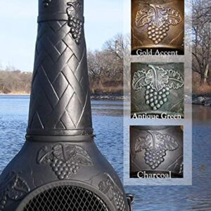 The Blue Rooster Grape Cast Aluminum Chiminea in Charcoal