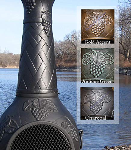 The Blue Rooster Grape Cast Aluminum Chiminea in Charcoal