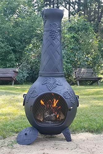 The Blue Rooster Grape Cast Aluminum Chiminea in Charcoal