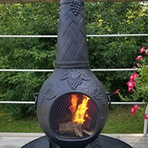 The Blue Rooster Grape Cast Aluminum Chiminea in Charcoal