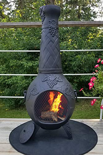 The Blue Rooster Grape Cast Aluminum Chiminea in Charcoal