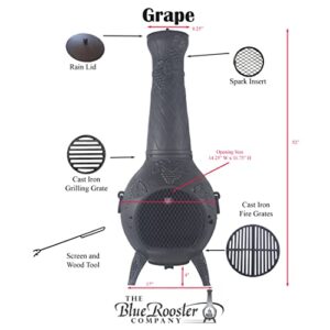 The Blue Rooster Grape Cast Aluminum Chiminea in Charcoal