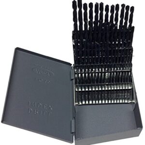 Drill America DWD60J-SET 60 Piece High Speed Steel Drill Bit Set (Wire Sizes: #1 - #60) with Black Oxide Finish, DWDN Series