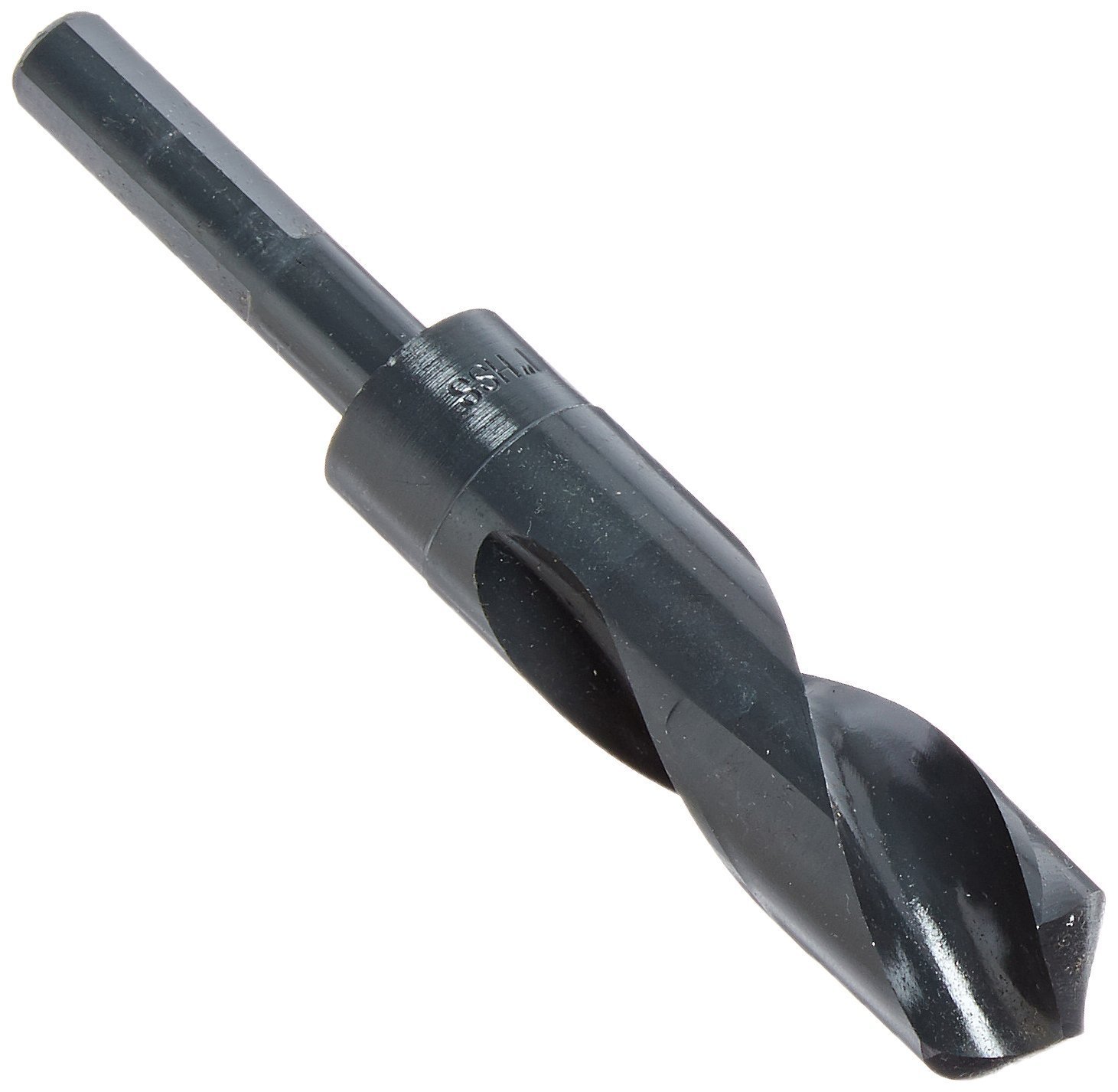 Drill America DWDRSD Series Qualtech High-Speed Steel Economy Reduced-Shank Drill Bit, Black Oxide Finish, 1/2" Round Shank, Spiral Flute, 118 Degrees Conventional Point, 3/4" Size, Pack of 1, 3-Flat