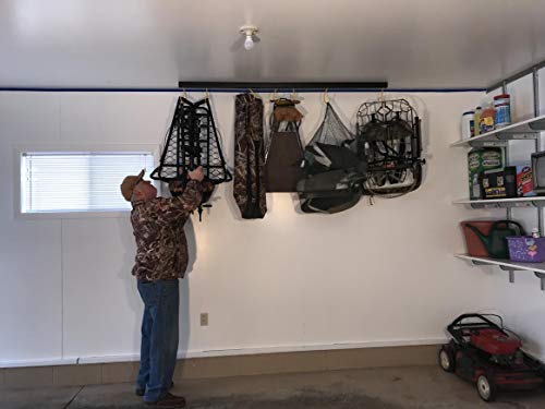 Titan Track Adjustable Overhead Garage Ceiling Storage Rack (74" Length) Holds 50lbs. per Hook, Plus 1 Additional Hook per Track Free