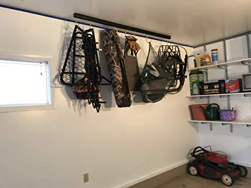 Titan Track Adjustable Overhead Garage Ceiling Storage Rack (74" Length) Holds 50lbs. per Hook, Plus 1 Additional Hook per Track Free