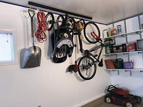 Titan Track Adjustable Overhead Garage Ceiling Storage Rack (74" Length) Holds 50lbs. per Hook, Plus 1 Additional Hook per Track Free