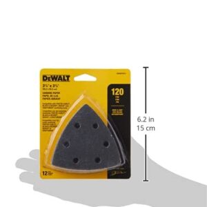 DEWALT DWASPTRI12 Hook and Loop Triangle 120 Grit Sandpaper, 12-Pack , Black