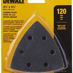 DEWALT DWASPTRI12 Hook and Loop Triangle 120 Grit Sandpaper, 12-Pack , Black