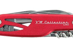 BRISA VW Collection - Volkswagen Multifunctional 3D Pocket Knife, File, Scissors, Bottle & Can Opener, Corkscrew in VW Design (Volkswagen/Red)