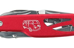 BRISA VW Collection - Volkswagen Multifunctional 3D Pocket Knife, File, Scissors, Bottle & Can Opener, Corkscrew in VW Design (Volkswagen/Red)