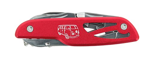 BRISA VW Collection - Volkswagen Multifunctional 3D Pocket Knife, File, Scissors, Bottle & Can Opener, Corkscrew in VW Design (Volkswagen/Red)