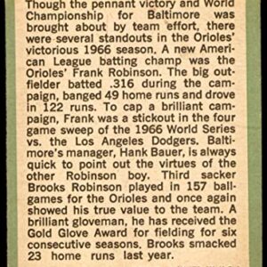 1967 Topps # 1 The Champs Frank Robinson/Brooks Robinson/Hank Bauer Baltimore Orioles (Baseball Card) FAIR Orioles