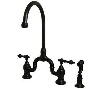 kingston brass ks7795albs english country bridge kitchen faucet, oil rubbed bronze