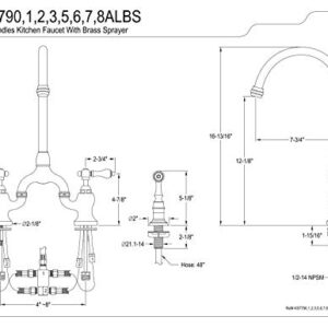 Kingston Brass KS7795ALBS English Country Bridge Kitchen Faucet, Oil Rubbed Bronze