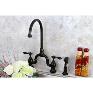 Kingston Brass KS7795ALBS English Country Bridge Kitchen Faucet, Oil Rubbed Bronze