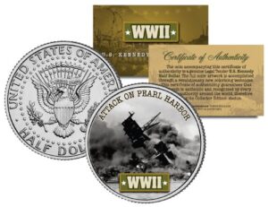 world war ii attack on pearl harbor jfk kennedy half dollar us coin