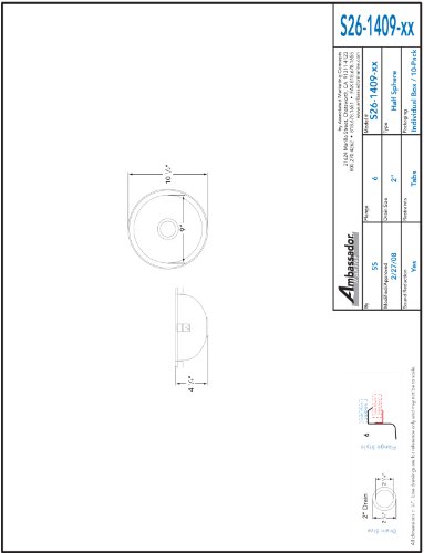 Ambassador Marine Half Sphere Stainless Steel Brushed Finish Sink, 9 1/2-Inch Wide x 4 3/4-Inch Deep