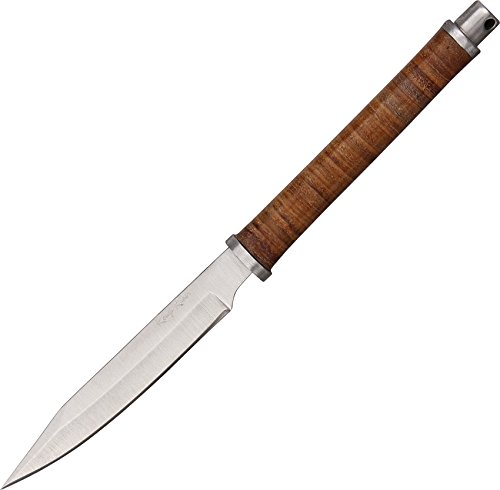 Rough Rider Slim Design Fixed Blade Knife,3.25in,Stainless Blade,Stacked Leather Handle