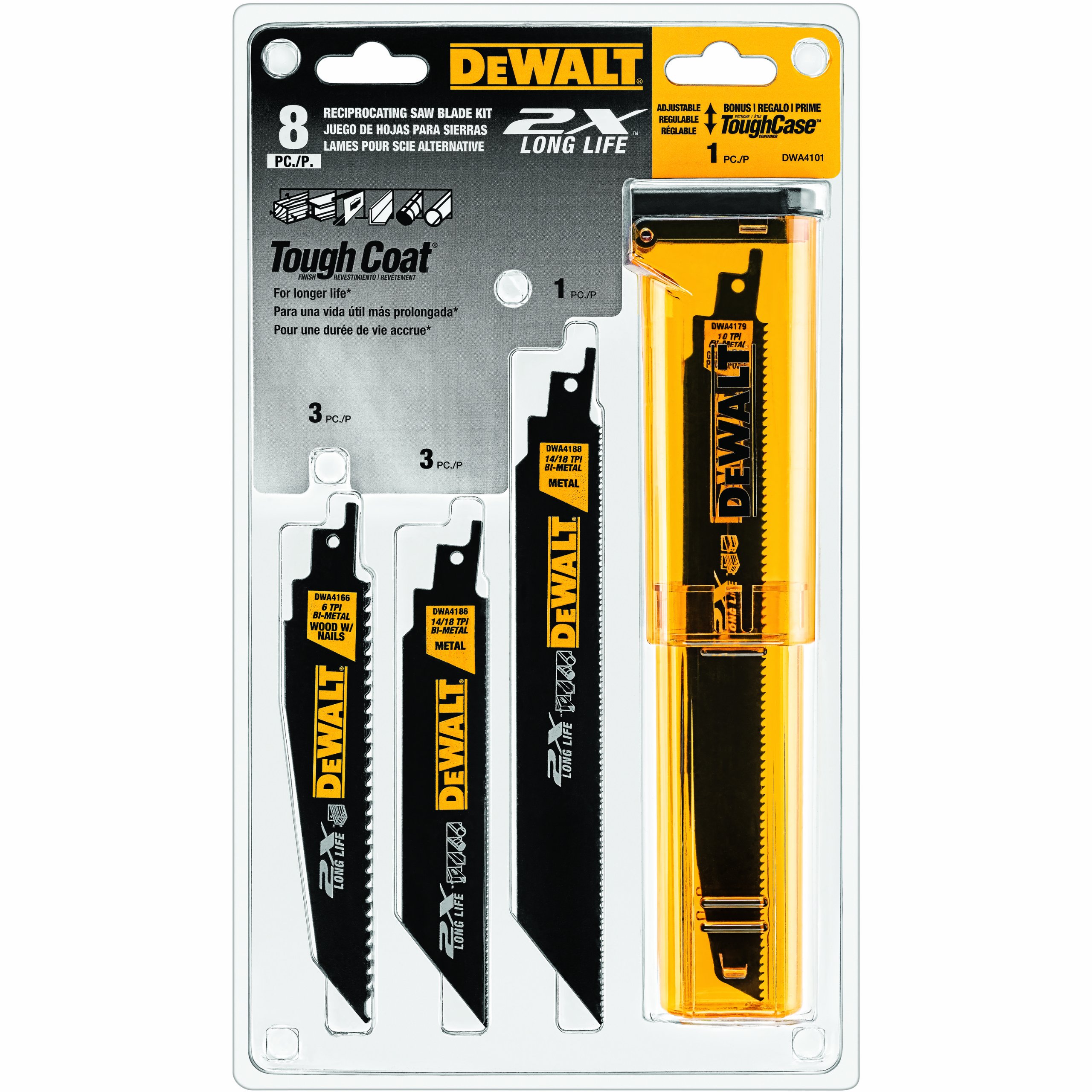 DEWALT - DWA4101 Reciprocating Saw Blade Set, Wood/Metal Cutting, 8-Pack (DWAR8SETCS)