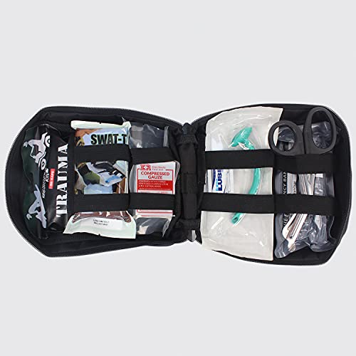 Ever Ready First Aid Tactical Trauma IFAK Kit Feat. Trauma Pack QuikClot, Israeli Bandage, SWAT-T Tourniquet in IFAK Molle Pouch