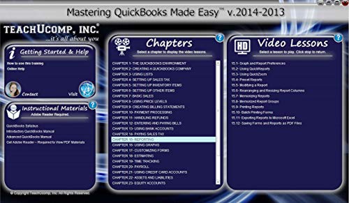 TEACHUCOMP Video Training Tutorial for QuickBooks Pro 2014 DVD-ROM Course and PDF Manual