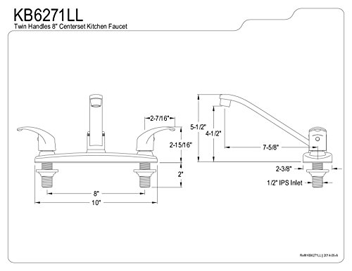 Kingston Brass KB6271LL Legacy Kitchen Faucet without Sprayer, 7-1/8-Inch, Polished Chrome