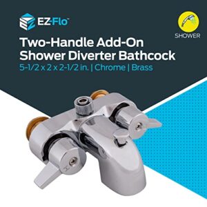 EZ-FLO Two-Handle Add-On Shower Diverter Bathcock, Chrome Plated, 11129