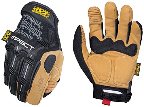 Mechanix Wear: Material4X M-Pact Synthetic Leather Work Gloves, Safety Gloves with Impact Protection and Vibration Absorption, Abrasion Resistance, Work Gloves for Men (Brown, Large)