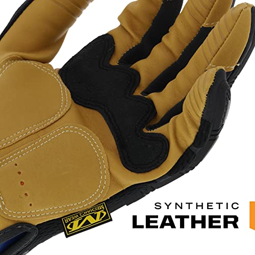 Mechanix Wear: Material4X M-Pact Synthetic Leather Work Gloves, Safety Gloves with Impact Protection and Vibration Absorption, Abrasion Resistance, Work Gloves for Men (Brown, Large)