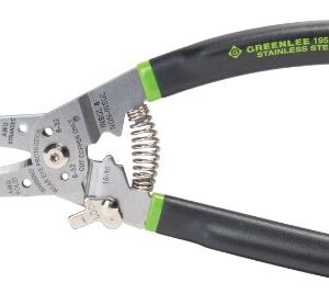 Greenlee 1955-SS Stainless Steel Wire Stripper for 10-18 AWG Solid and 12-20 AWG Stranded, Heavy-Duty Stripper, Cutter, and Crimper Tool